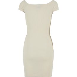 Urban Classics Damen Shirtkleid "Urban Classics Damen Ladies Off Shoulder Rib Dress"sandwei&szlig;, Gr. 5XL, unifarben, 97% Baumwolle, 3% Elasthan, Kleider