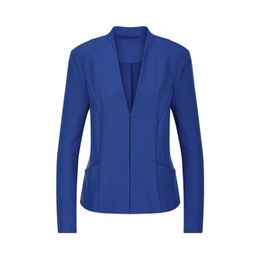 GOLDNER Damen Jackenblazer "Kurzgr&ouml;&szlig;e Viskoseblazer in Piqu&eacute;-Optik", blau, Gr. 22, Obermaterial: 60% Viskose CV. 35% Polyamid PA. 5% Elasthan EL.,