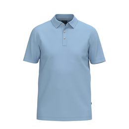 OLYMP Herren Poloshirtbleu, Gr. M, unifarben, Web, Obermaterial: 95% Leinen, 5% Elasthan, Shirts, aus hochwertigem Leinen, unifarben