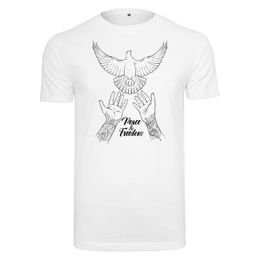T-Shirt MisterTee "MisterTee Herren Peace & Freedom Tee", Damen, Gr. XS, wei&szlig;, 100% Baumwolle, unifarben, normal, Rundhals, Shirts T-Shirt