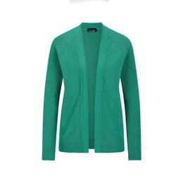 GOLDNER Damen Strickjacke "Strickjacke mit Strickbandblende", gr&uuml;n, Gr. 44, Obermaterial: 57% Polyacryl PAN. 26% Polyester PES. 17% Baumwolle CO.,