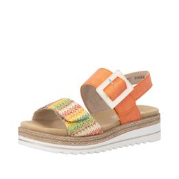 Remonte Damen Plateausandale, Gr. 40orange multicolor, Lederimitat, Textil, Flechtoptik, Schuhe, Sandalette, Sommerschuh, Keilabsatz, mit Lite ́n