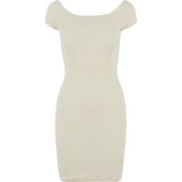 Urban Classics Damen Shirtkleid "Urban Classics Damen Ladies Off Shoulder Rib Dress"sandwei&szlig;, Gr. S, unifarben, 97% Baumwolle, 3% Elasthan, Kleider
