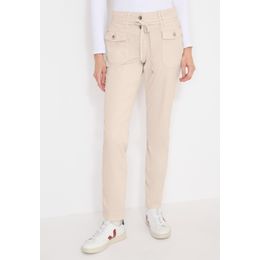Cecil Damen Cargohosegrain beige, Gr. 32, unifarben, Web, Obermaterial: 98% Baumwolle, 2% Elasthan. G&uuml;rtel: 98% Baumwolle, 2% Elasthan, Hosen, aus