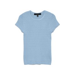 V&eacute;ro Moda VERO MODA Damen Kurzarmpullover "VMSILJE C/S O-NECK POINTELLE PULL NOOS"cashmere blau, Gr. M, unifarben, Strick, Obermaterial: 77% Viskose, 23%