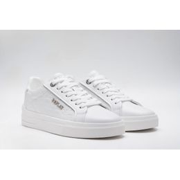Replay Damen Plateausneaker, Gr. 38, wei&szlig;, Leder, unifarben, Schuhe, Schn&uuml;rschuh, Halbschuh, Freizeitsneaker mit seitlichem Label