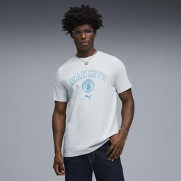 Puma Herren T-Shirt "Manchester City ftblCulture T-Shirt Herren"sea glass tropical blau, Gr. M, Obermaterial: 100% Baumwolle. Rippe: 75% Baumwolle,