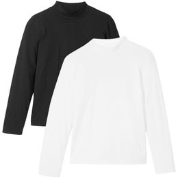 bonprix M&auml;dchen Stehkragenshirt "Rollkragenshirt (2er Pack)", wei&szlig;, Gr. 164, mehrfarbig, unifarben, Jersey, Obermaterial: 100% Baumwolle, Shirts,