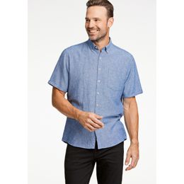 JACK'S INN 54 JACK&rsquo;S Herren Leinenhemd "Leinenhemd (Kurzarm) Regular Fit", blau, Gr. M, Obermaterial: 55% Leinen, 45% Baumwolle, Hemden
