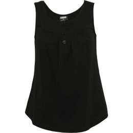 Urban Classics Damen Tanktop "Urban Classics Damen Ladies Viscose Button Up Top"schwarz, Gr. S, unifarben, 50% Baumwolle, 50% Viskose, Tops