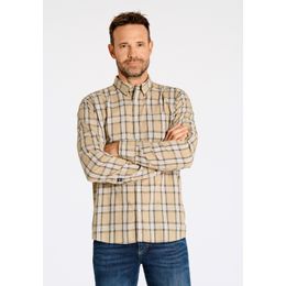 Bison Herren Langarmhemd "Freizeithemd (Langarm) Regular Fit", beige, Gr. L, Obermaterial: 100% Baumwolle, Hemden