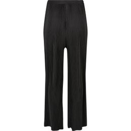 Urban Classics Damen Stoffhose "Urban Classics Damen Ladies Plisse Pants"schwarz, Gr. XL, unifarben, 100% Polyester, Hosen