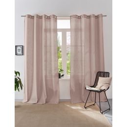 Vorhang OTTO HOME, B:140cm H:160cm, grau, Polyester, Wohnzimmer, Gardinen, "Linsdorf", Leinenstruktur