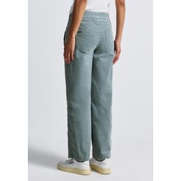 Street One Damen Cordhosewashed blau, Gr. 44, unifarben, Web, 98% Baumwolle, 2% Elasthan, Hosen, in Cord-Optik