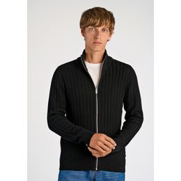 LINDBERGH Herren Strickjacke "Cardigan Relaxed Fit", schwarz, Gr. L, unifarben, Obermaterial: 60% Baumwolle, 40% Polyester, Strickjacken