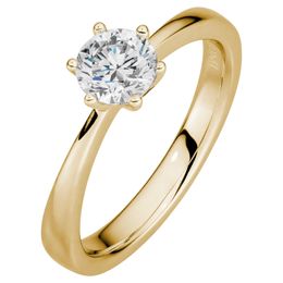 LYOMI Damen Fingerring "585/- Gelbgold 1 synth. Diam. 0,75 ct.", 054 (17,2), 0,75 VS = sehr kleine Einschl&uuml;sse, Goldgelb, Gold, Fingerringe