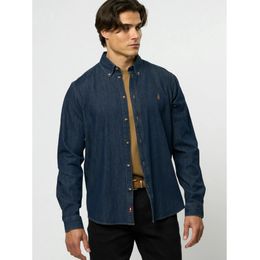 MCS Herren Langarmhemd "MCS Shirt MCTim"schwarz denim, Gr. S, Obermaterial: 100% Baumwolle, Hemden