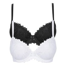 bonprix Damen Schalen-BH "(2er Pack) Schalen-BH mit zarter Stickerei", Gr. 80, schwarz, Obermaterial: 86% Polyamid, 14% Elasthan, BHs, im praktischen