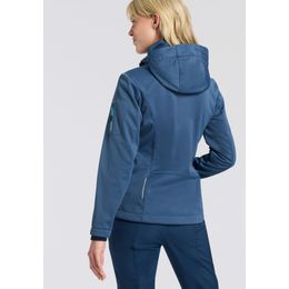 CMP Damen Softshelljacke "WOMAN JACKET ZIP HOOD", blau, Gr. 42, Softshell, Obermaterial: 100% Polyester, Jacken, mit Kinnschutz, atmungsaktiv,