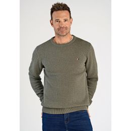 Bison Herren Strickpullover "Strickpullover Comfort Fit"army, Gr. XXL, unifarben, Obermaterial: 70% Baumwolle, 30% Polyester, Pullover