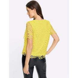 Heine Damen Spitzenbluse, gelb, Gr. 36, unifarben, 100% Polyester, Blusen