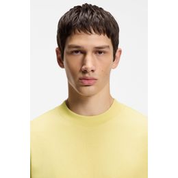 Hugo Herren T-Shirtmedium gelb720, Gr. S, unifarben, Single Jersey, Obermaterial: 100% Baumwolle, Shirts, Rundhalsausschnitt, Relaxed Fit, Logo-Print