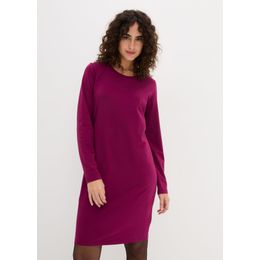 bonprix Damen Jerseykleid "Figurbetontes Jerseykleid (2er Pack)", lila, Gr. 48, unifarben, Jersey, Obermaterial: 95% Baumwolle, 5% Elasthan, Kleider,