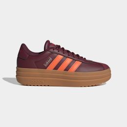 Damen Plateausneaker "VL COURT BOLD", adidas Sportswear, Gr. 41maroon, dusky orange, pure ruby, Leder, Synthetik, Schuhe