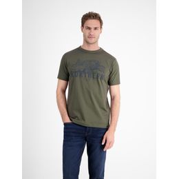 Lerros Herren T-Shirt "Unifarbenes T-Shirt mit Brustprint", gr&uuml;n, Gr. S, 100% Baumwolle, Shirts