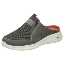 Rieker Herren Clog, Gr. 41, gr&uuml;n, Lederimitat, Textil, kontrastfarbene Details, used, Schuhe, Sommerschuh, Hausschuh, Schlupfschuh mit seitlichen