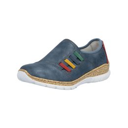 Slipper Rieker "Rieker Slipper Lederimitat", Damen, Gr. 40, blau, Lederimitat, Schuhe Slipper