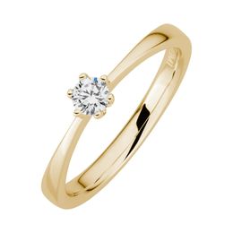 LYOMI Damen Fingerring "585/- Gelbgold 1 synth. Diam. 0,20 ct.", 054 (17,2), 0,2 VS = sehr kleine Einschl&uuml;sse, Goldgelb, Gold, Fingerringe
