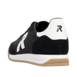 RIEKER SPORT Herren Sneaker, Gr. 46schwarz, Synthetik, Textil, Veloursleder, Schuhe, Hallenschuh, Sportschuh, Freizeitsneaker, Schn&uuml;rschuh mit Profil