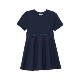 s.Oliver JUNIOR M&auml;dchen Sommerkleiddunkelblau, Gr. 110, unifarben, Web, Obermaterial: 70% Viskose, 26% Polyamid, 4% Elasthan, Kleider, mit