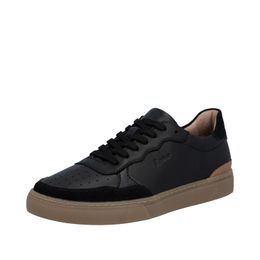 Rieker Herren Sneaker, Gr. 44, schwarz, Glattleder, Schuhe, Basket-Sneaker, Halbschuh, Schn&uuml;rschuh mit Perforation