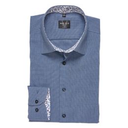 MARVELIS Herren Langarmhemd, blau, Gr. 42, Web, Obermaterial: 100% Baumwolle, Hemden, Businesshemd, New York Kentkragen, b&uuml;gelleicht