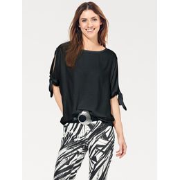 Heine Damen Schlupfbluse, schwarz, Gr. 38, unifarben, 100% Viskose, Blusen