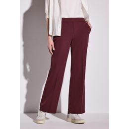 Street One Damen Stoffhose, rot, Gr. 44, unifarben, Stoff, 88% Polyester, 12% Elasthan, Hosen, im Loose Fit