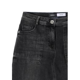 Cecil Damen Loose-fit-Jeans, schwarz, Gr. 34, unifarben, Jeans, 81% Baumwolle, 17% Polyester, 2% Elasthan, Jeans, in grauer Waschung