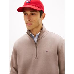 Tommy Jeans Herren Sweatshirt "TJM REGULAR FLEECE 1/4 ZIP MOCK NECK", braun, Gr. XL, Sweatware, Obermaterial: 80% Baumwolle, 20% Polyester,