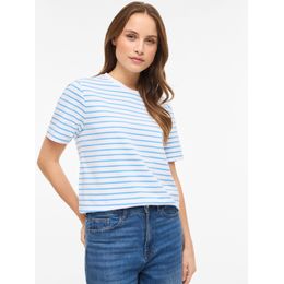 Vila Damen Kurzarmshirt "VINORA S/S YD T-SHIRT - NOOS"all aboard stripes:opt 2 hellwei&szlig;, Gr. S, gestreift, Jersey, Obermaterial: 96% Baumwolle, 4%