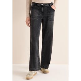 Cecil Damen Loose-fit-Jeans, schwarz, Gr. 36, unifarben, Jeans, 81% Baumwolle, 17% Polyester, 2% Elasthan, Jeans, in grauer Waschung