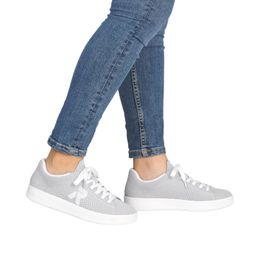 RIEKER SPORT Damen Plateausneaker, Gr. 41, grau, Textil, unifarben, Schuhe, Slip-on Sneaker, Halbschuh, Freizeitsneaker mit aufgesetzter Schn&uuml;rung