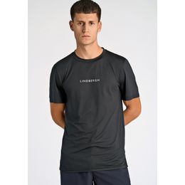 LINDBERGH Herren Kurzarmshirt "T-Shirt (Kurzarm) Relaxed Fit", schwarz, Gr. S, Obermaterial: 90% Polyester, 10% Elasthan, Shirts