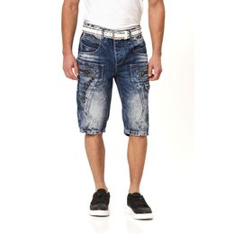 Cipo & Baxx CIPO & BAXX Herren Jeansbermudasblau, Gr. 30, Abriebeffekte, Denim/Jeans, Obermaterial: 100% Baumwolle, Jeans, Baumwolle, regular fit