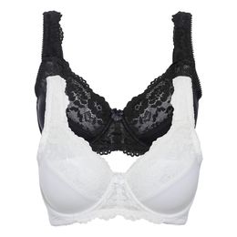 bonprix Damen Minimizer-BH "Minimizer-BH mit gepolsterten Tr&auml;gern (2er Pack)", Gr. 105, schwarz, Obermaterial: 80% Polyamid, 20% Elasthan. Futter: