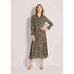 Madeleine Mode MADELEINE Damen Midikleid "Hemdblusenkleid Druckkleid mit Leo-Muster"kiesel, schwarz, multicolor, Modern, Gr. 46, Obermaterial: 100% Polyester PES.,