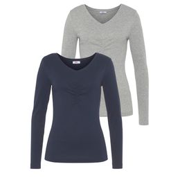 Flashlights Damen Longsleeve, blau, Basic, Gr. 32, clean, unifarben, Feinripp, Obermaterial: 100% Baumwolle. Obermaterial 2: 95% Baumwolle, 5%