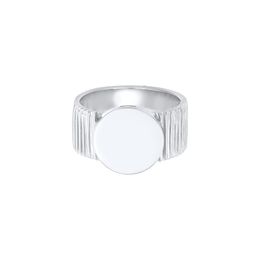 Elli Premium Damen Siegelring "Bandring Siegelring Relief Struktur 925 Silber", 58mm, Silber 925 (Sterlingsilber), 10mm, silber, Silber 925