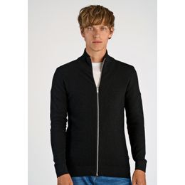 LINDBERGH Herren Strickpullover "Strickpullover Relaxed Fit"schwarz, Gr. L, unifarben, Obermaterial: 60% Baumwolle, 40% Polyester, Pullover